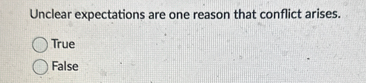 Solved Unclear expectations are one reason that conflict | Chegg.com
