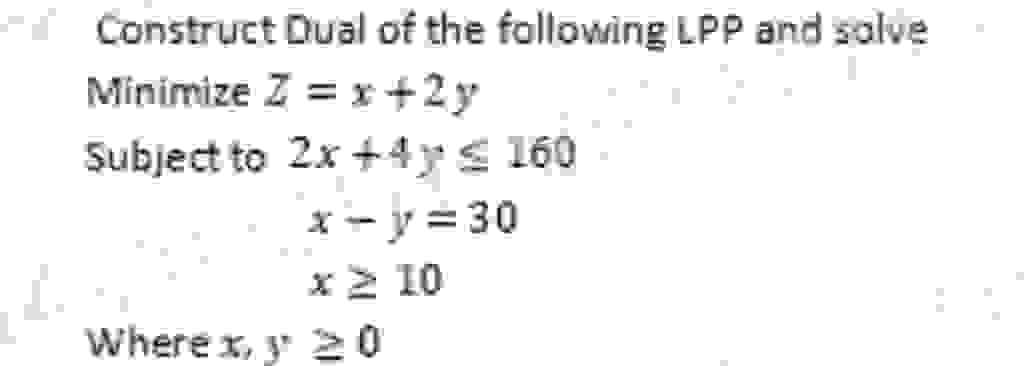 Construct Dual Of The Following Lpp And Salveminimize