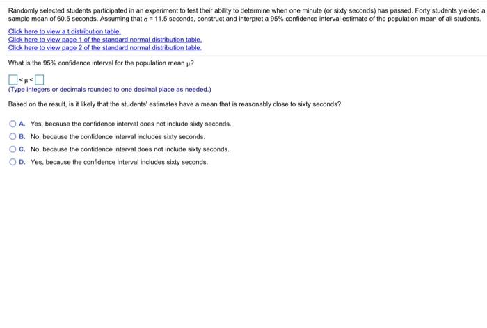 Solved Randomly selected students participated in an | Chegg.com