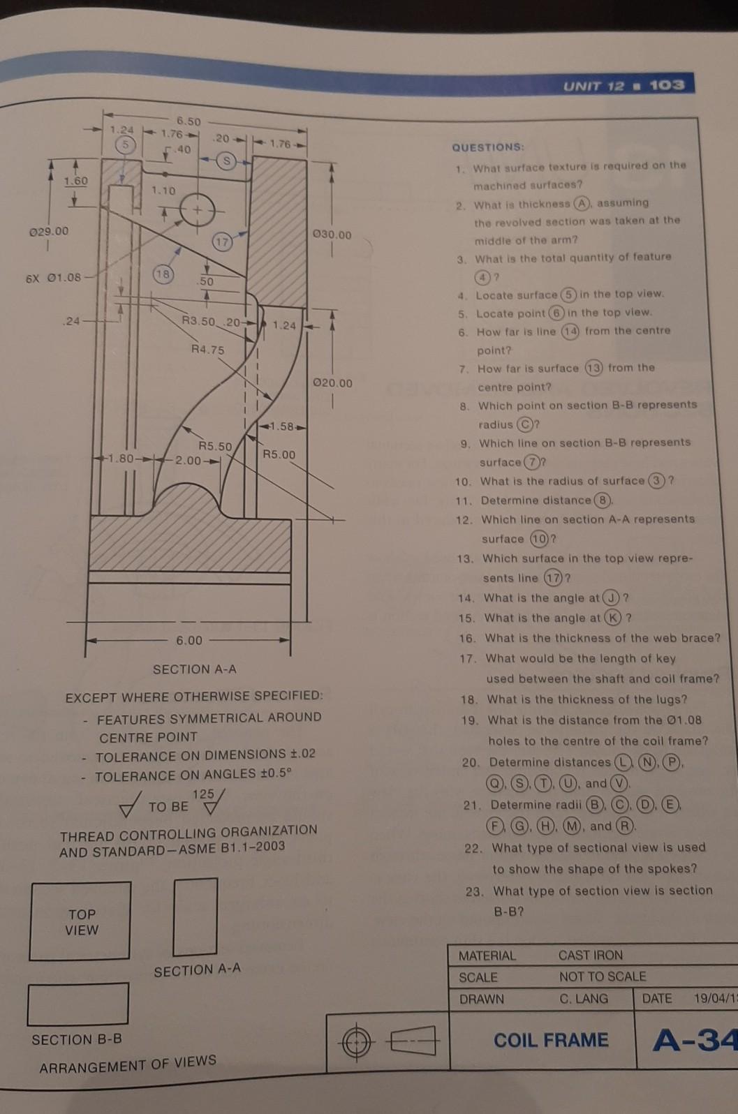 Solved 102 . Interpreting Engineering Drawings 6 TEE SLOTS | Chegg.com