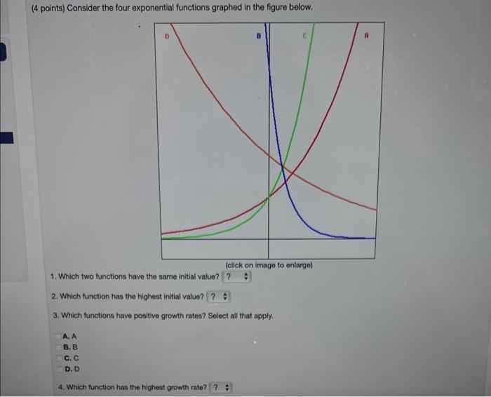 Solved (4 points) Consider the four exponential functions | Chegg.com