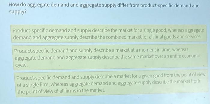 Solved How do aggregate demand and aggregate supply differ | Chegg.com