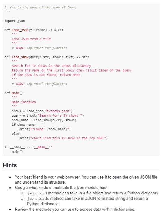 Solved TV Show Explorer Version 1: Searching In this lab, | Chegg.com