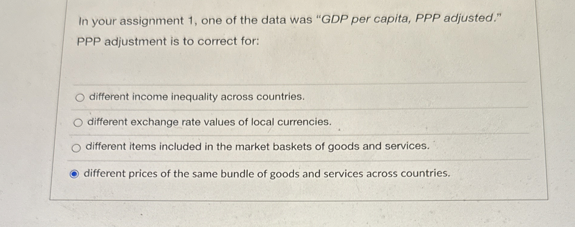 Solved In your assignment 1, ﻿one of the data was "GDP per | Chegg.com