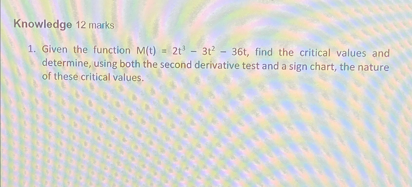 Solved Knowledge 12 ﻿marksGiven the function | Chegg.com