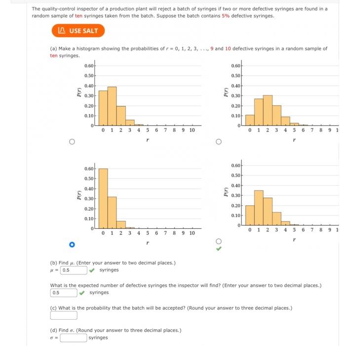 Solved The quality-control inspector of a production plant | Chegg.com