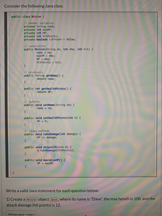 Solved Consider the following Java class. public class | Chegg.com