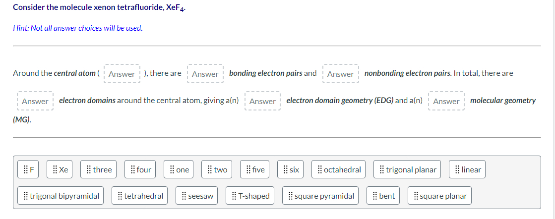 Solved Consider the molecule xenon tetrafluoride, xeF4.Hint: | Chegg.com