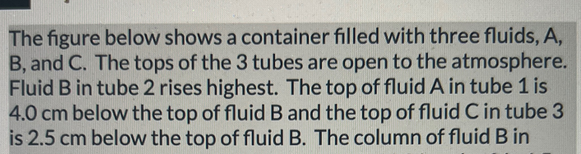 Solved The figure below shows a container filled with three | Chegg.com