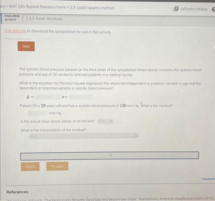 ary > MAT 240: Applied Statistics home > 2.3: Least | Chegg.com