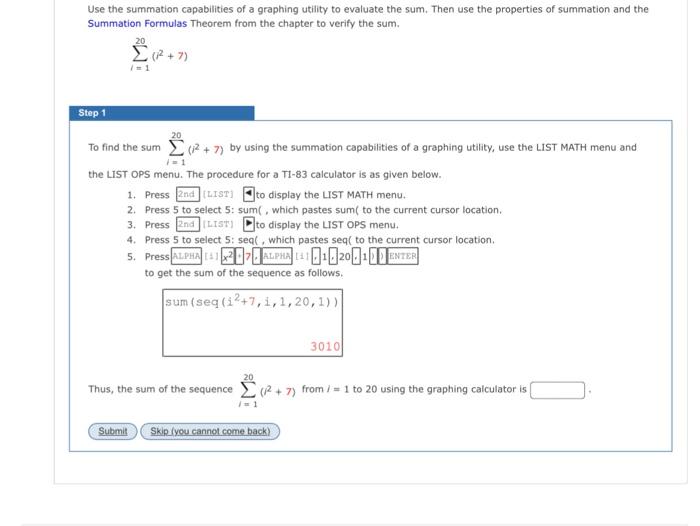 Solved Use the summation capabilities of a graphing utility | Chegg.com