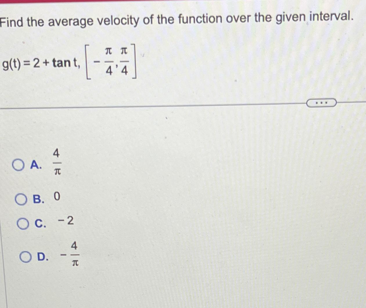 Solved Find the average velocity of the function over the | Chegg.com