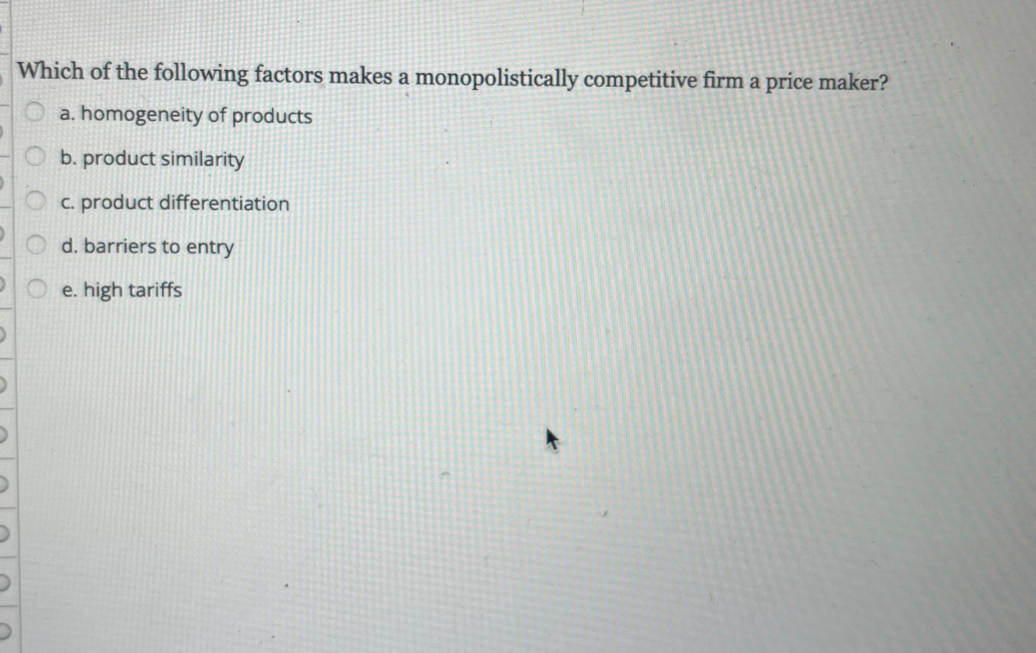 Solved Which of the following factors makes a | Chegg.com