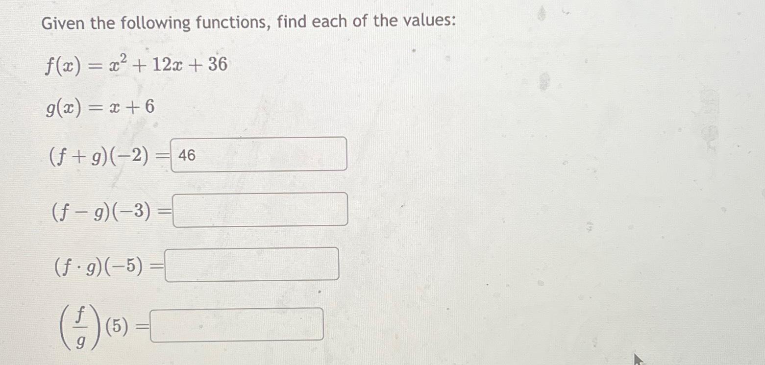 Solved Given the following functions, find each of the | Chegg.com