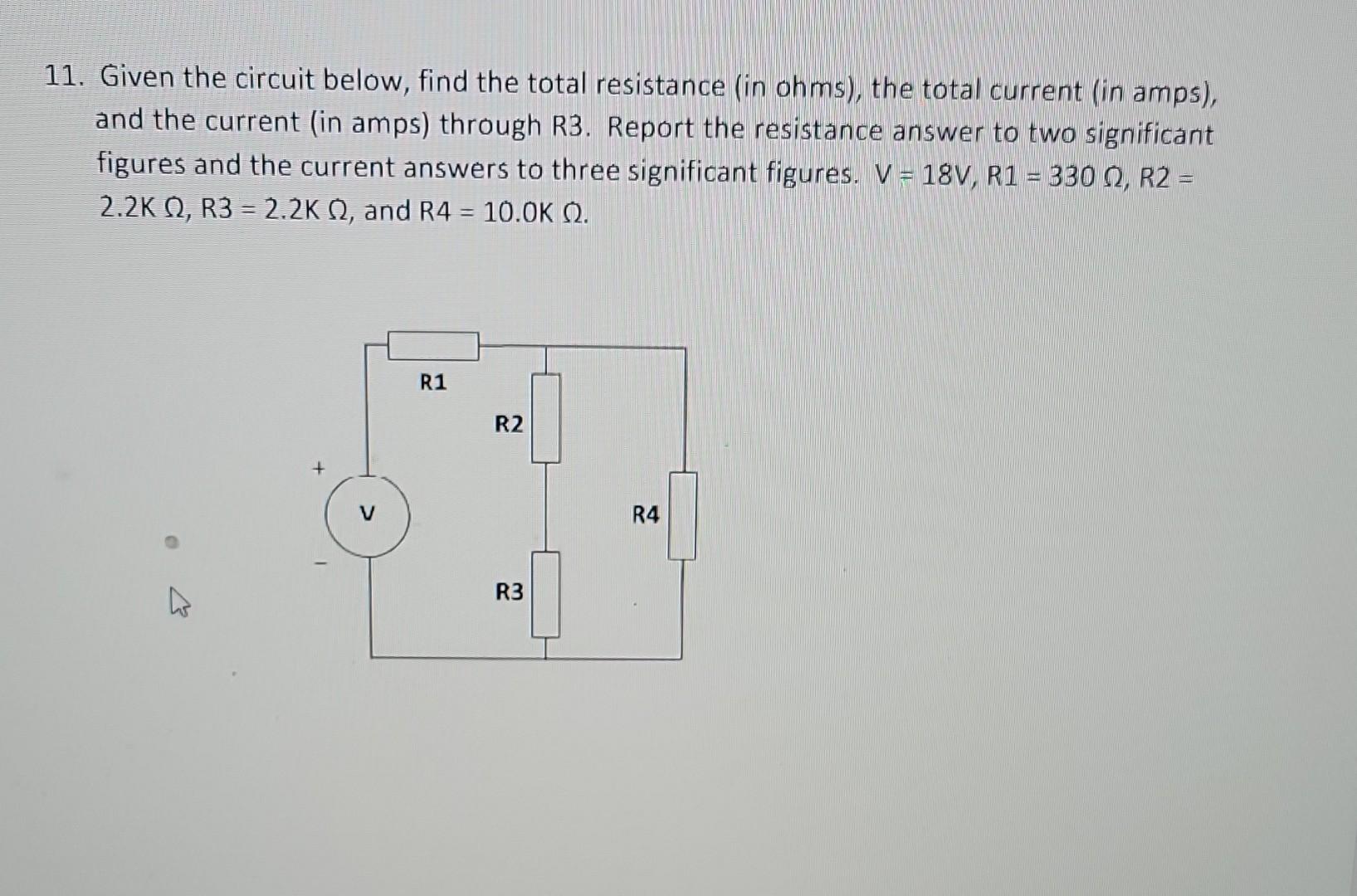 Solved 1. Given the circuit below, find the total resistance | Chegg.com