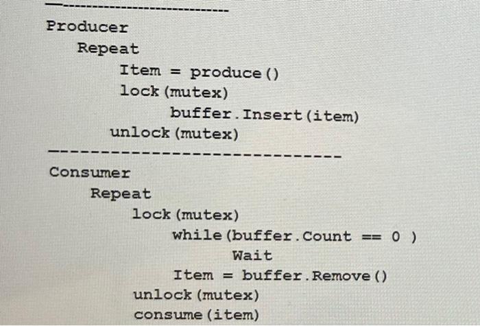 Solved Consider the following producer/consumer pseudo-code. | Chegg.com