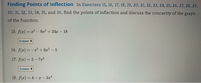 Solved Finding Points of Inflection In Exercises 15, 16, 17, | Chegg.com