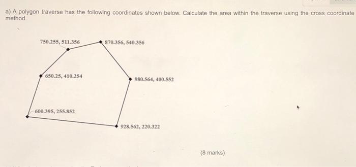 Solved a) A polygon traverse has the following coordinates | Chegg.com