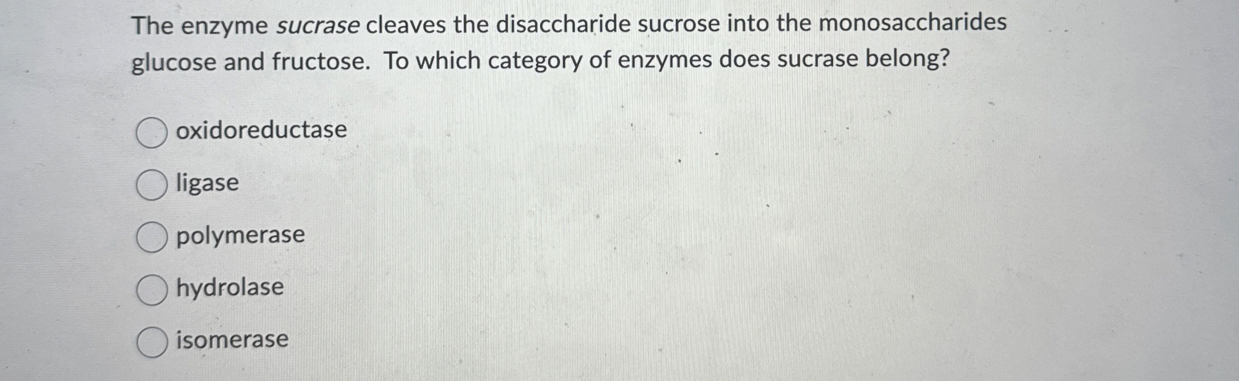Solved The enzyme sucrase cleaves the disaccharide sucrose | Chegg.com