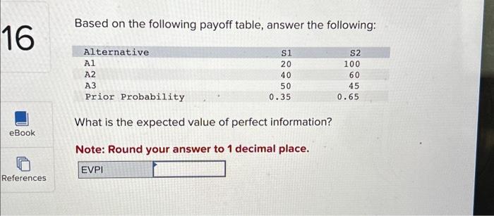 Solved Based on the following payoff table, answer the | Chegg.com