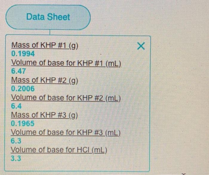 Solved You performed three replicate titrations of KHP in | Chegg.com