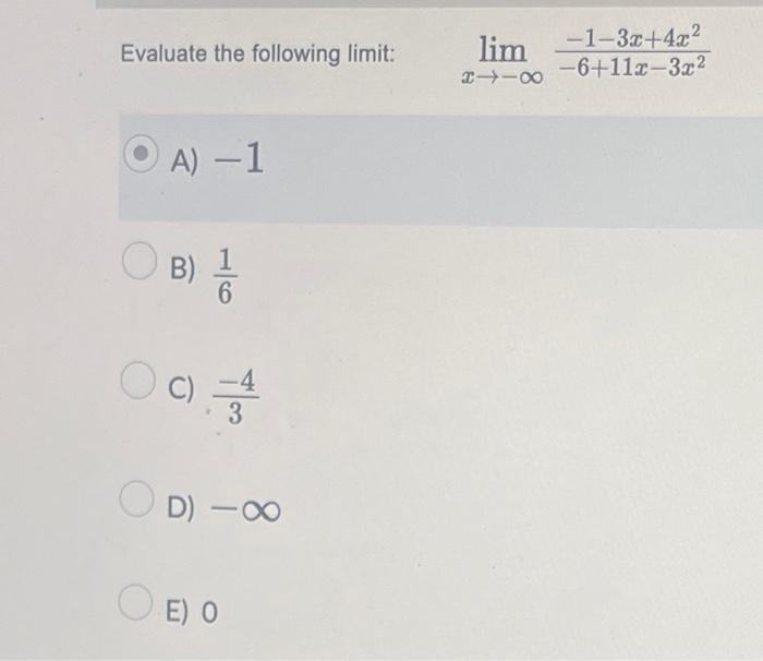 Solved Evaluate the following limit: | Chegg.com