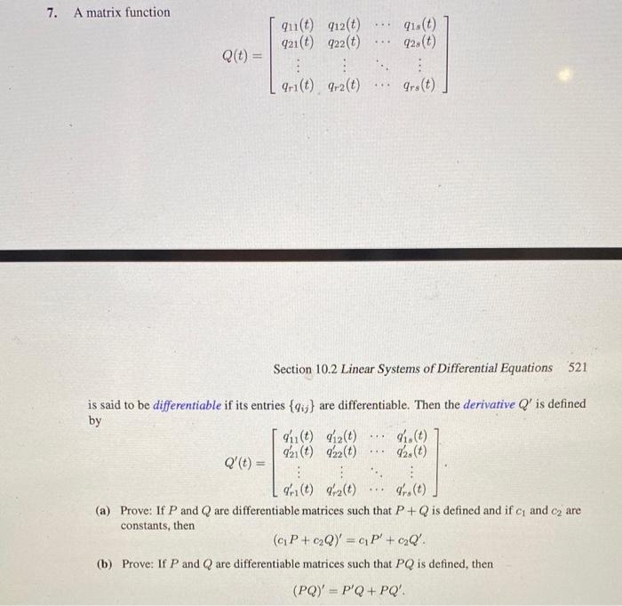 Solved 7. A matrix function | Chegg.com