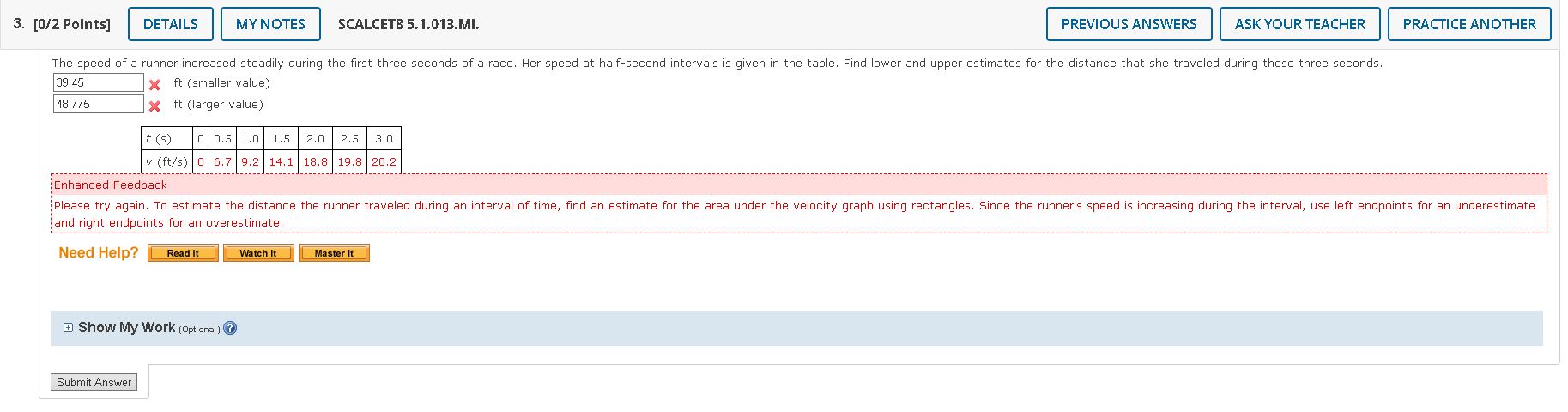 Solved Enhanced Feedbackand right endpoints for an | Chegg.com