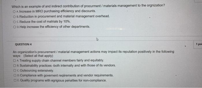 Solved Which is an example of and indirect contribution of | Chegg.com
