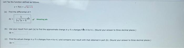 Solved Let f be the function defined as follows. y=f(x)=5x+6 | Chegg.com