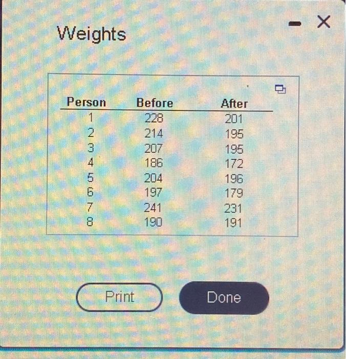 Solved WeightsA new weight-lose program claims that | Chegg.com