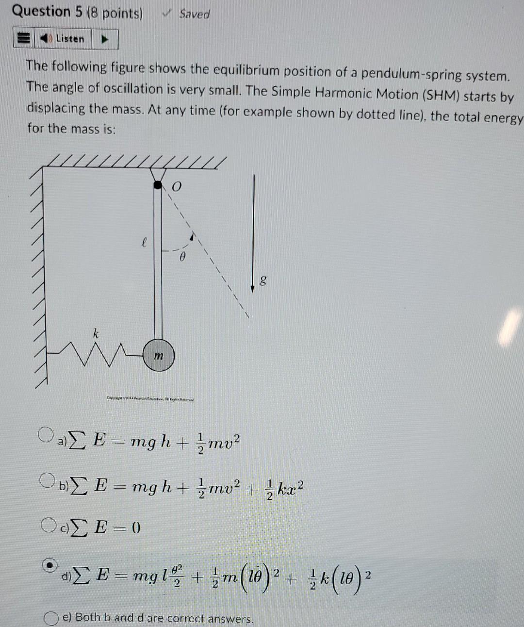 Solved The following figure shows the equilibrium position | Chegg.com