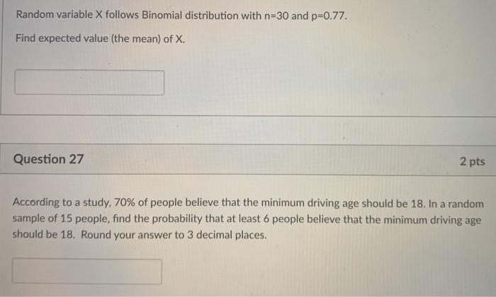 Solved Random variable X follows Binomial distribution with | Chegg.com