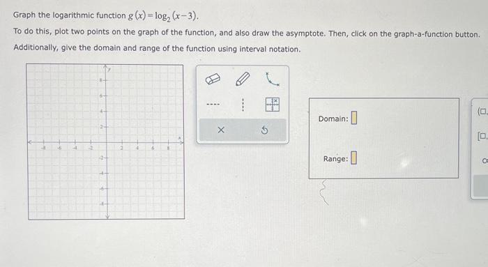 Solved Graph the logarithmic function g(x)=log2(x−3). To do | Chegg.com