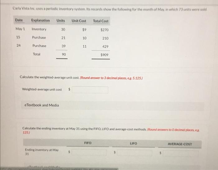 Solved Calculate the weighted-average unit cost. (Round | Chegg.com