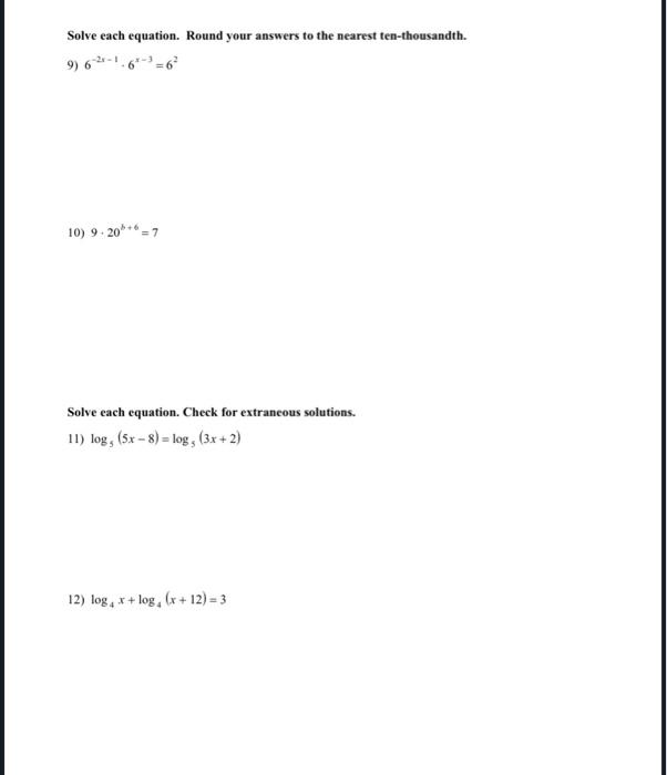 Solved Rewrite each equation in exponential form. 1) log,694 | Chegg.com