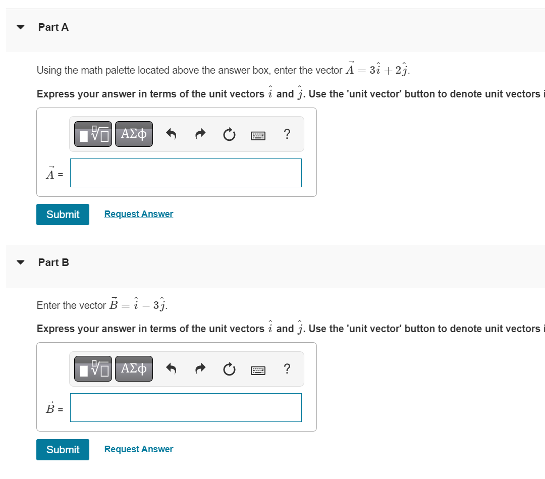 Solved Calculate and enter the vector C=A+B Express your | Chegg.com