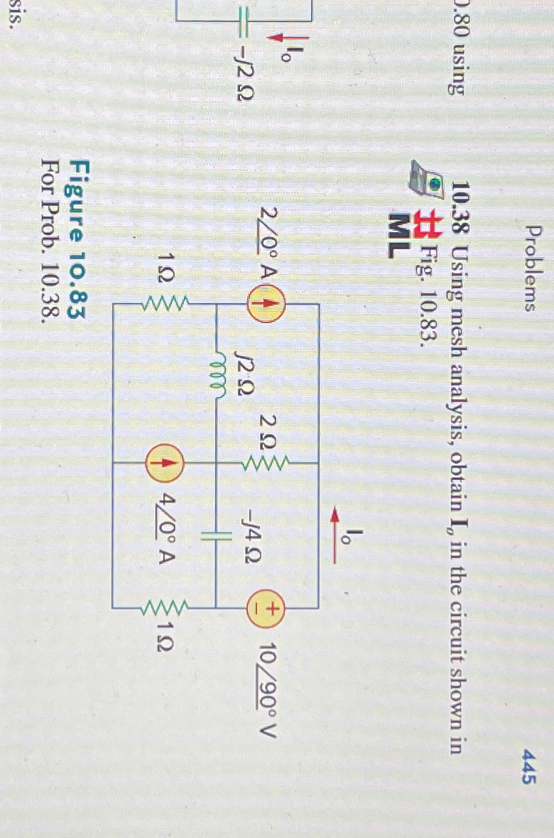 Solved Problems44510.38 ﻿Using mesh analysis, obtain Io ﻿in | Chegg.com