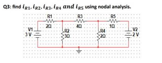 Solved Q3: find iR1,iR2,iR3,iR4 ﻿and iR5 ﻿using nodal | Chegg.com