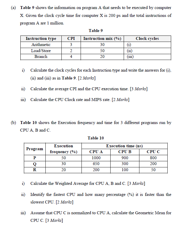 Solved (a) ﻿Table 9 ﻿shows the information on program A that | Chegg.com