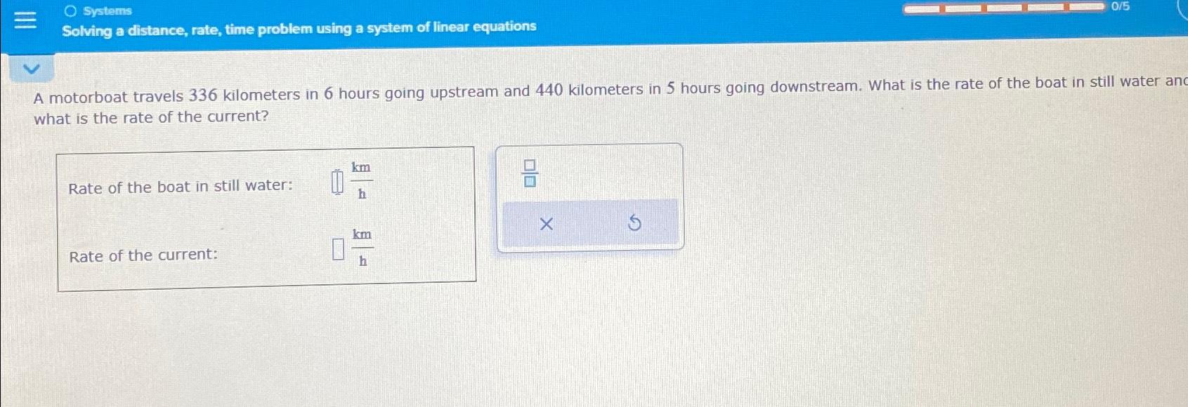 Solved SystemsSolving a distance, rate, time problem using a | Chegg.com