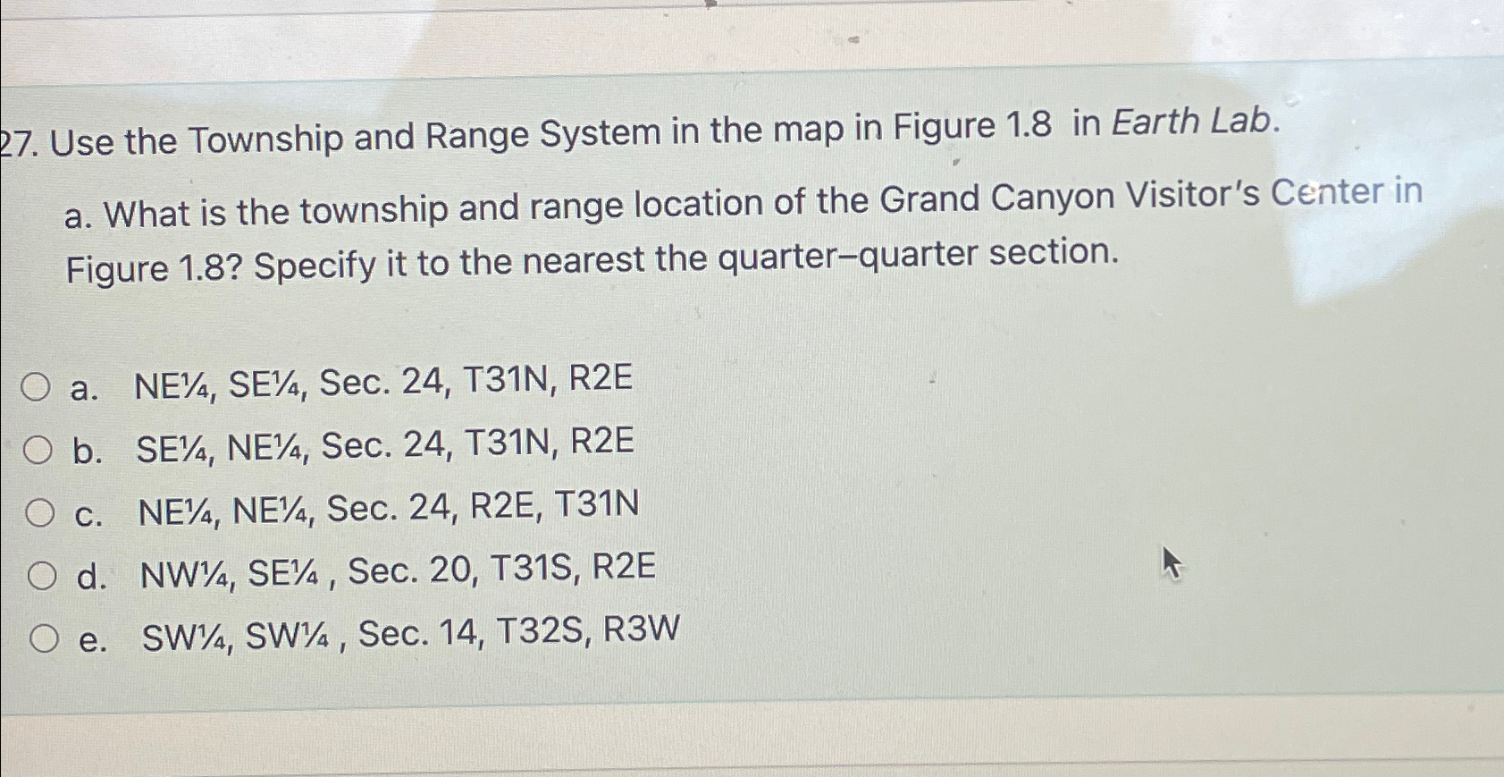 Solved Use the Township and Range System in the map in | Chegg.com