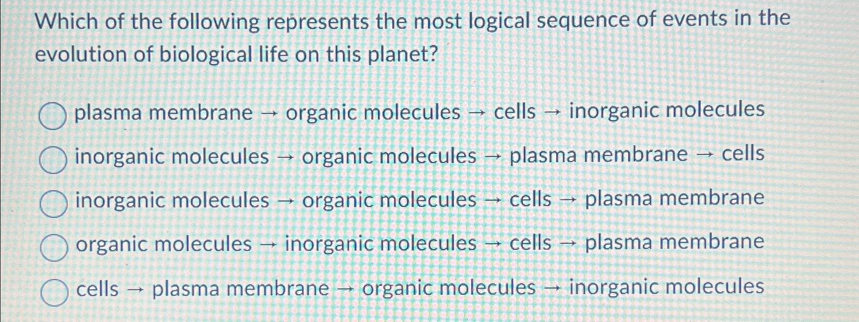 Solved Which of the following represents the most logical | Chegg.com