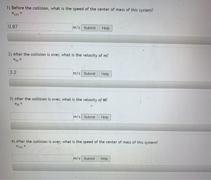 Solved Spring Collision 1 23 4 m M A cart of mass m = 3 kg | Chegg.com
