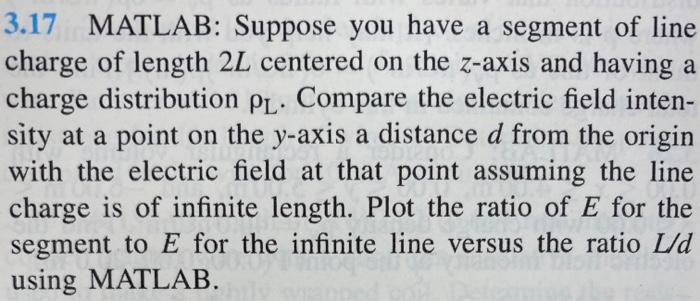 Solved 3.17 MATLAB: Suppose you have a segment of line | Chegg.com