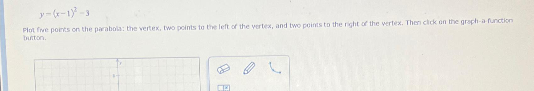 Solved y=(x-1)2-3Plot five points on the parabola: the | Chegg.com