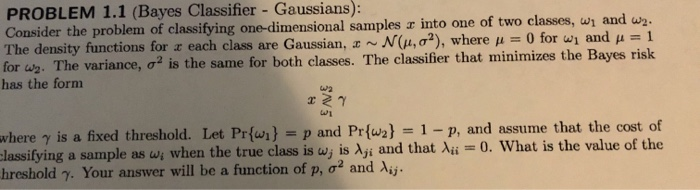 Solved Wa Problem 11 Bayes Classifier Gaussians 
