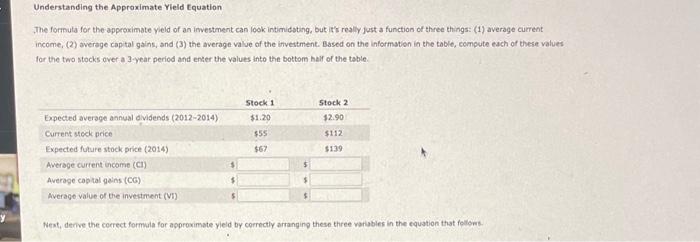 Solved Understanding the Approximate Yield Equation The | Chegg.com