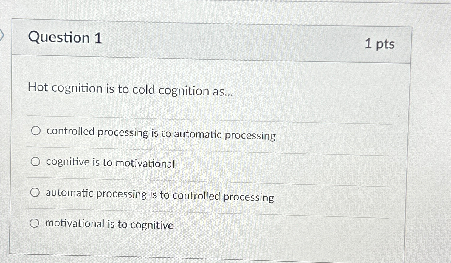 Solved Question 11 ﻿ptsHot cognition is to cold cognition | Chegg.com