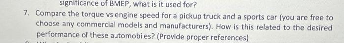 significance of BMEP, what is it used for? 7. Compare | Chegg.com